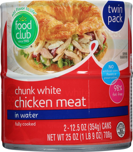 Food Club White Chunk Chicken Breast with Rib Meat in Water Twin Pack 2 ...
