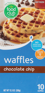 Food Club Chocolate Chip Waffles 10 ea - Food Club